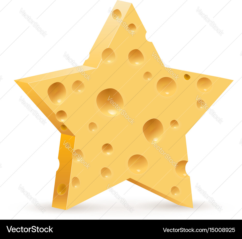 Abstract star in form cheese on white background Vector Image