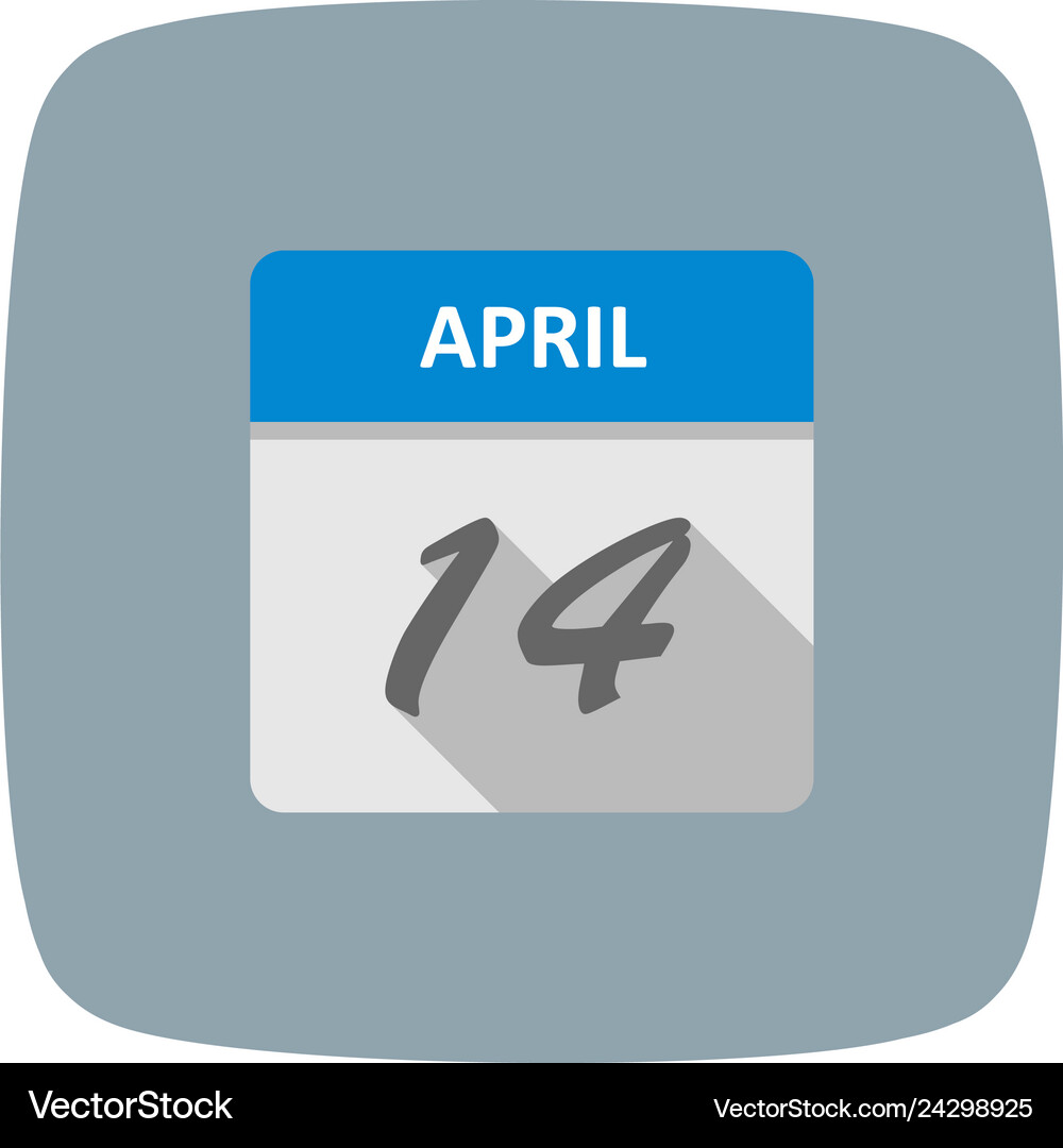 April 14th date on a single day calendar Vector Image