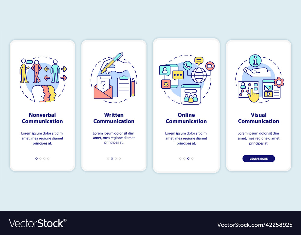 Communication Types Onboarding Mobile App Screen Vector Image