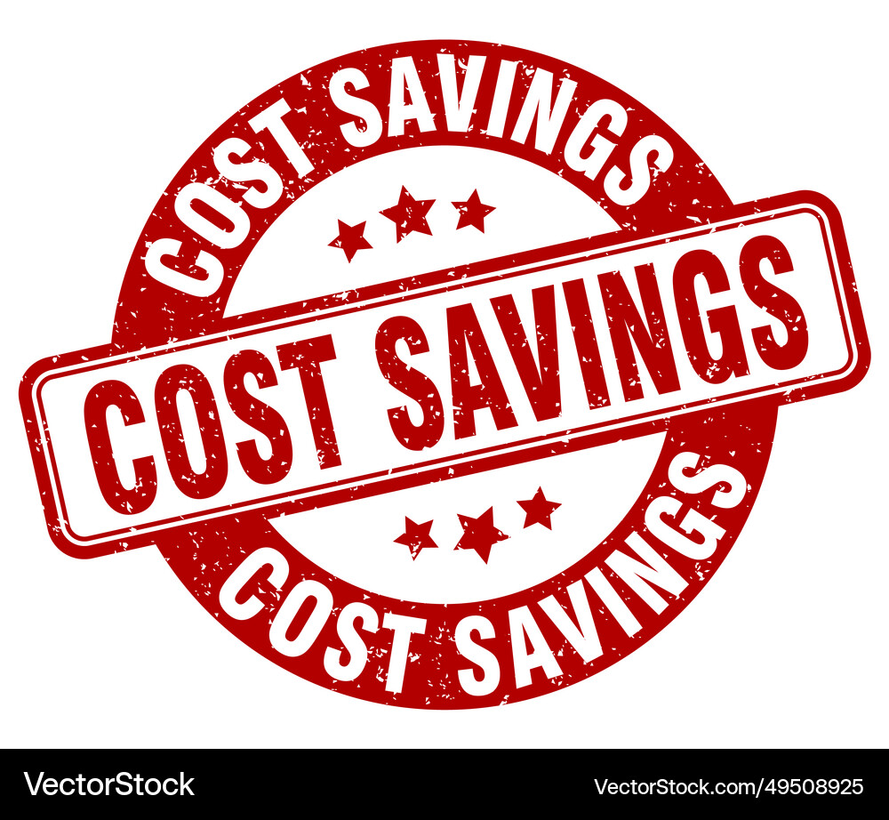Cost savings stamp label round Royalty Free Vector Image