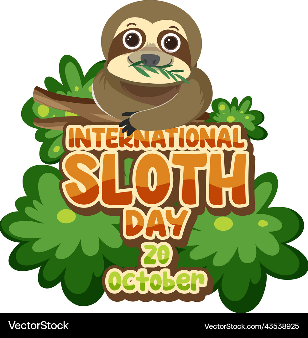 International sloth day banner concept Royalty Free Vector