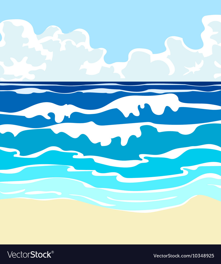 Ocean with waves Royalty Free Vector Image - VectorStock