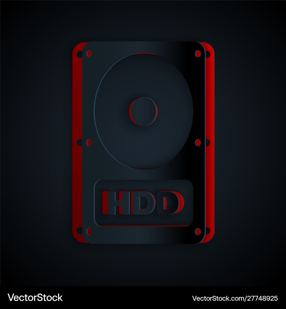 Paper cut hard disk drive hdd icon isolated Vector Image