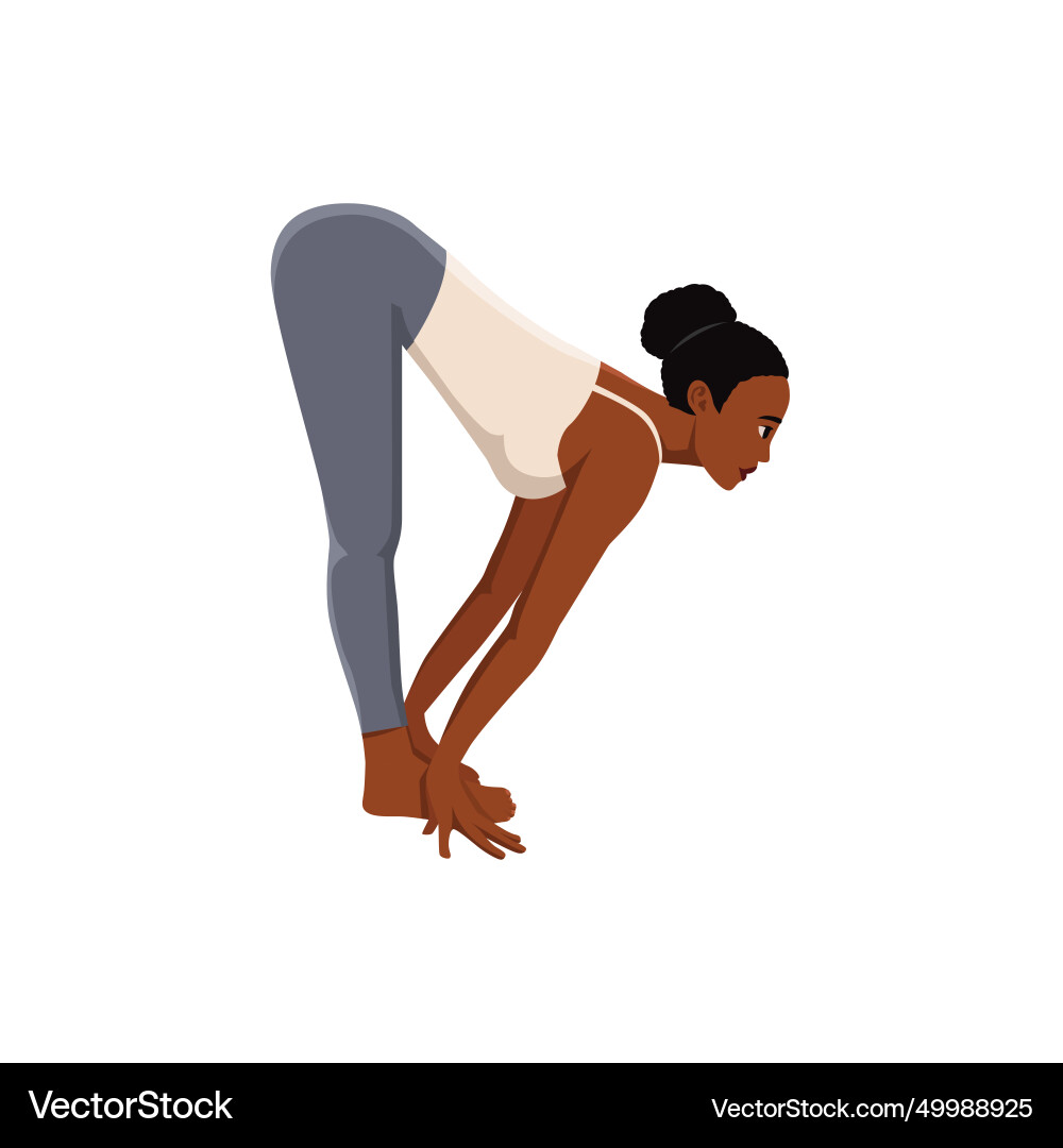 Woman doing standing half forward bend yoga pose Vector Image