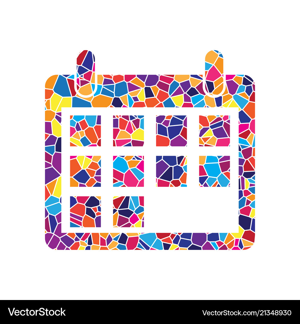 Calendar sign stained glass Royalty Free Vector Image