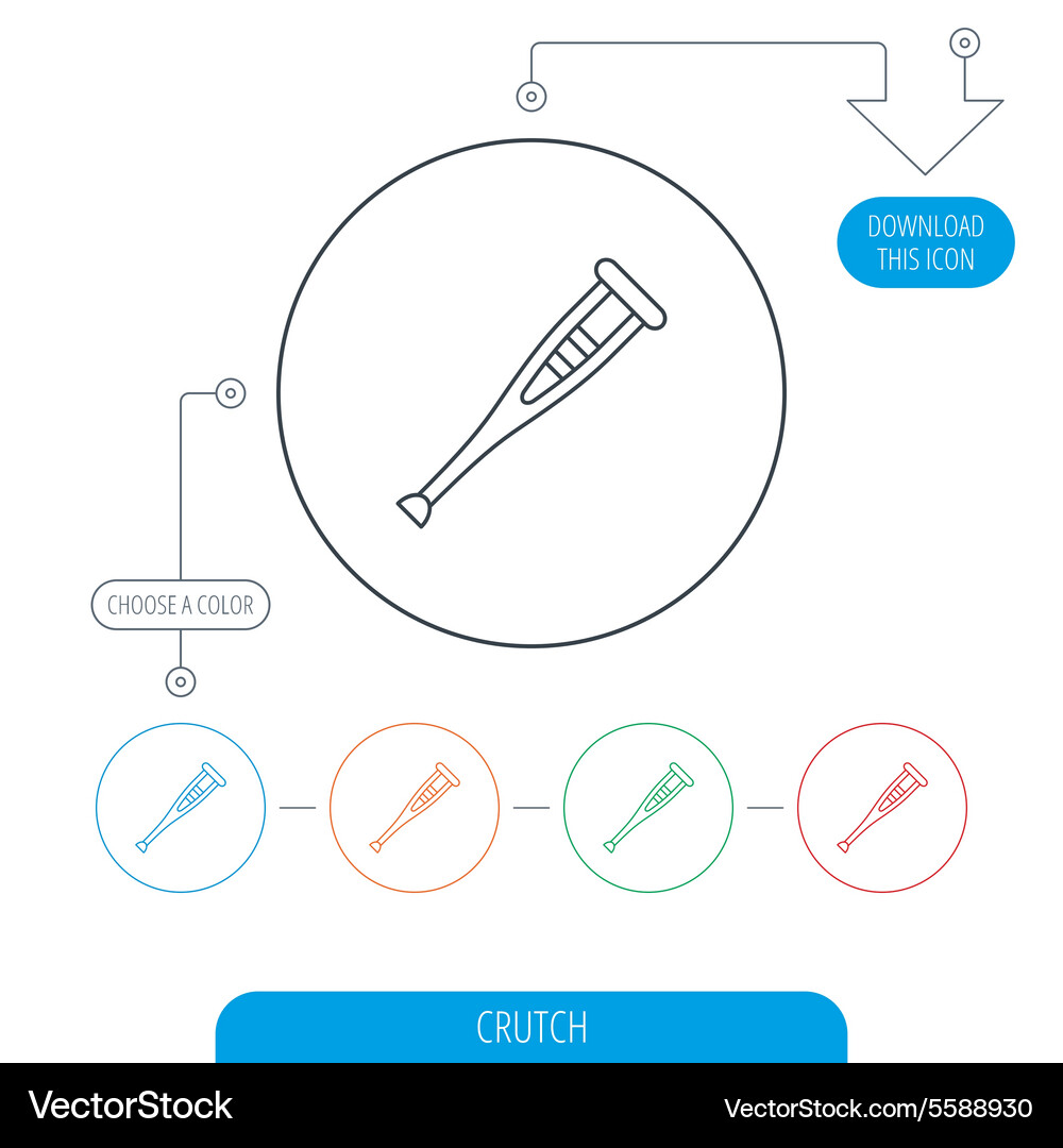 Crutch icon orthopedic therapy sign Royalty Free Vector