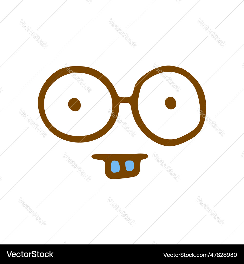 Fancy face doodle icon emoticon in hand drawn Vector Image