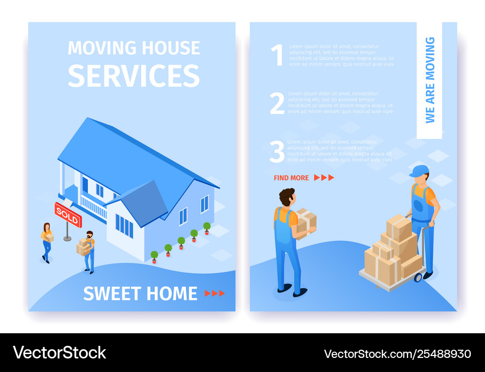 Flat set moving house services sweet home Vector Image