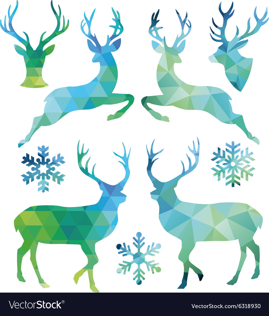 Geometric christmas deer set Royalty Free Vector Image