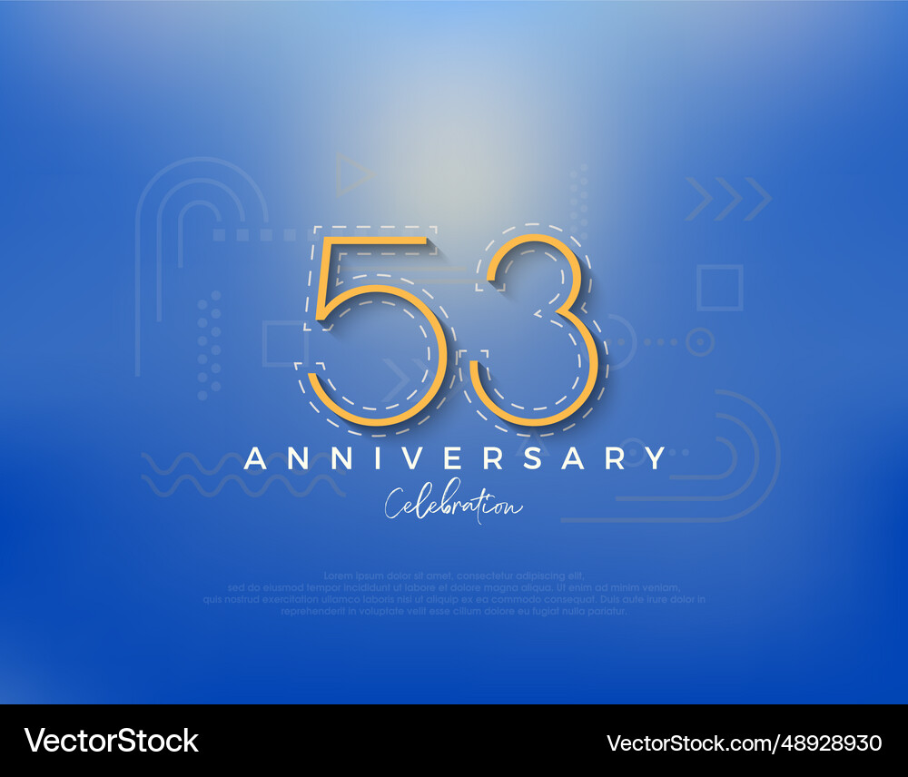 Line art number design for 53rd anniversary Vector Image