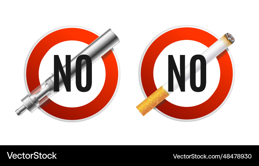 Realistic detailed 3d no smoking concept set Vector Image