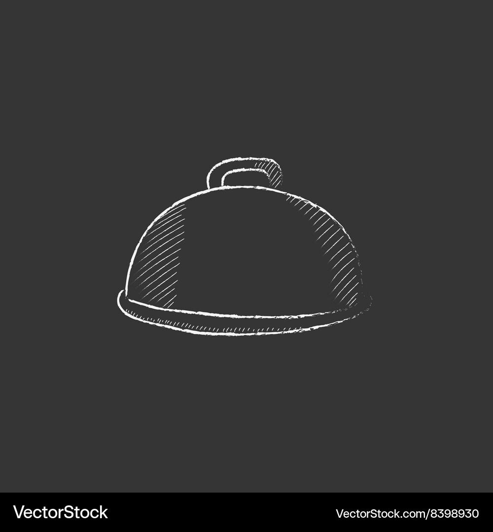 Restaurant cloche drawn in chalk icon Royalty Free Vector