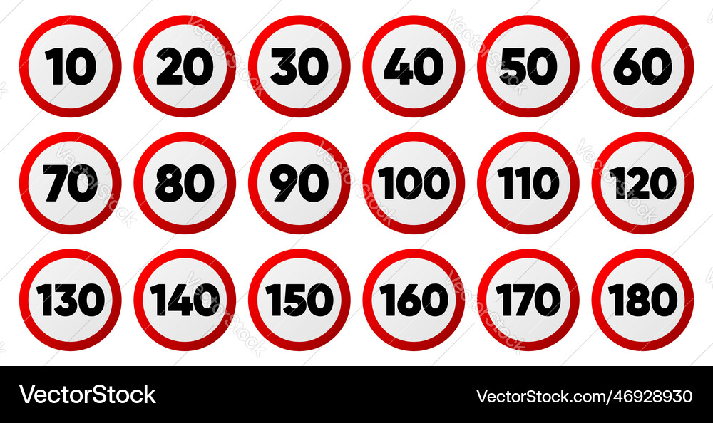 Road signs collection red round warning Royalty Free Vector