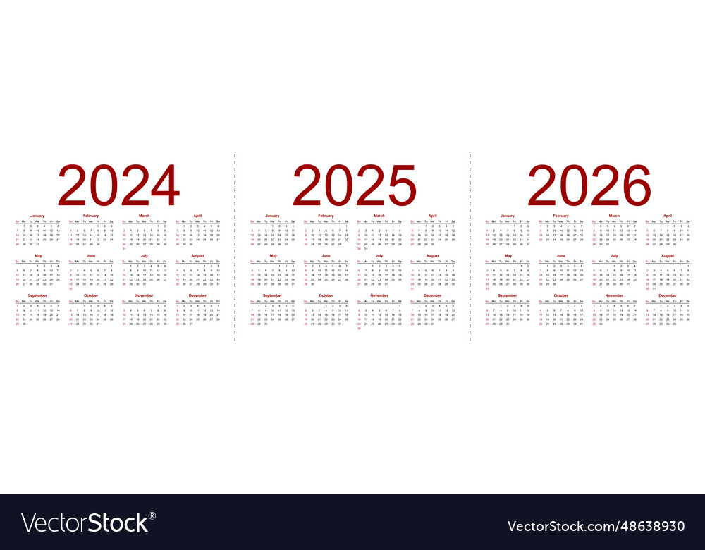 Simple editable calendars for year 2024 Royalty Free Vector