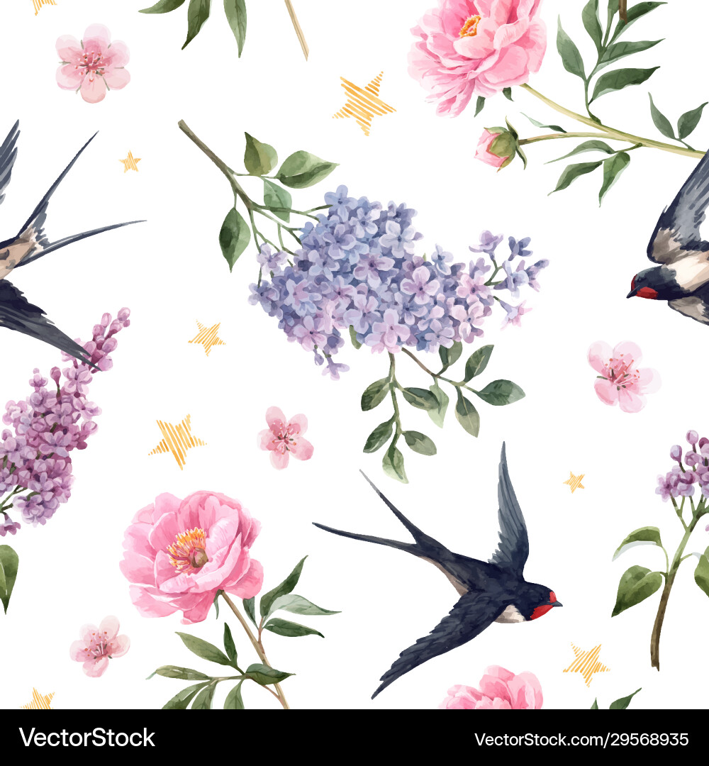 Beautiful gentle spring seamless floral Royalty Free Vector