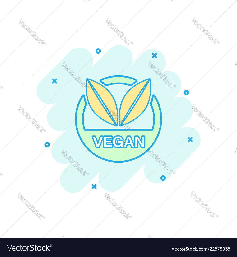 Cartoon vegan label badge icon in comic style Vector Image Cartoon vegan label badge icon in comic style Vector Image