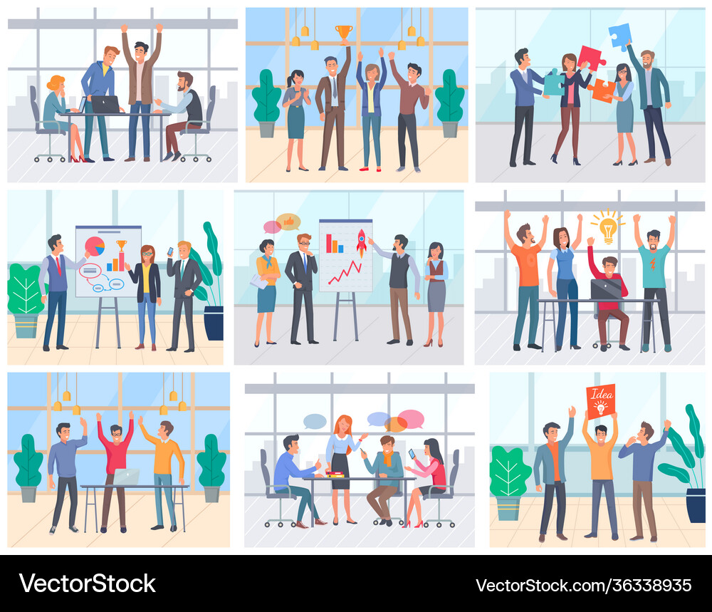 Collaboration team conference and meeting set Vector Image