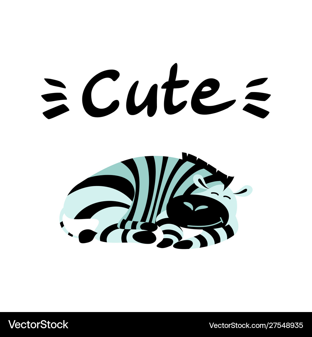 Cutesleeping zebra with hand written lettering Vector Image