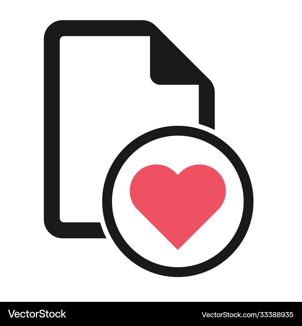 File flat icon with red heart isolated on white Vector Image
