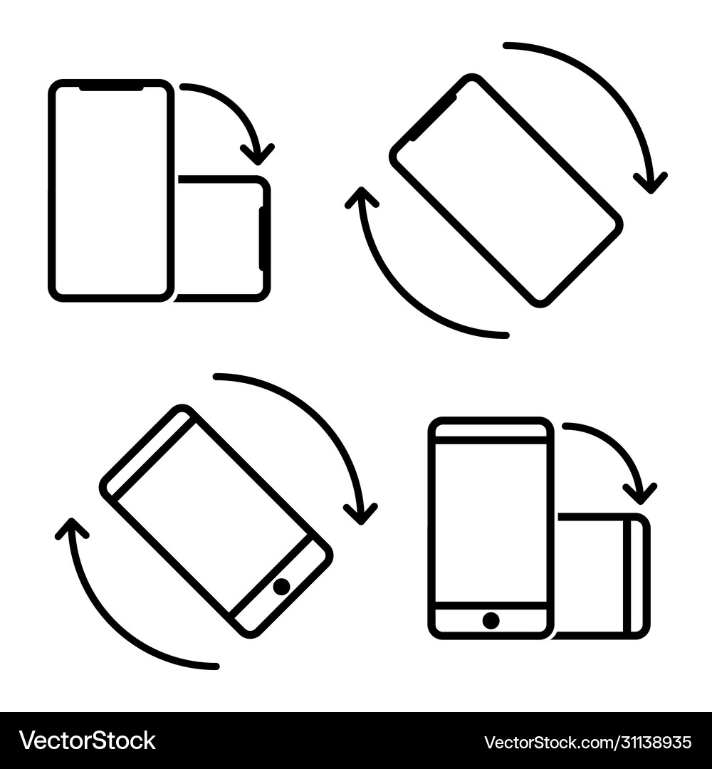 Mobile phone rotation icon isolated white Vector Image