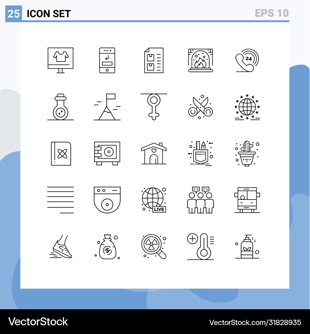 Pictogram set 25 simple lines interior Royalty Free Vector