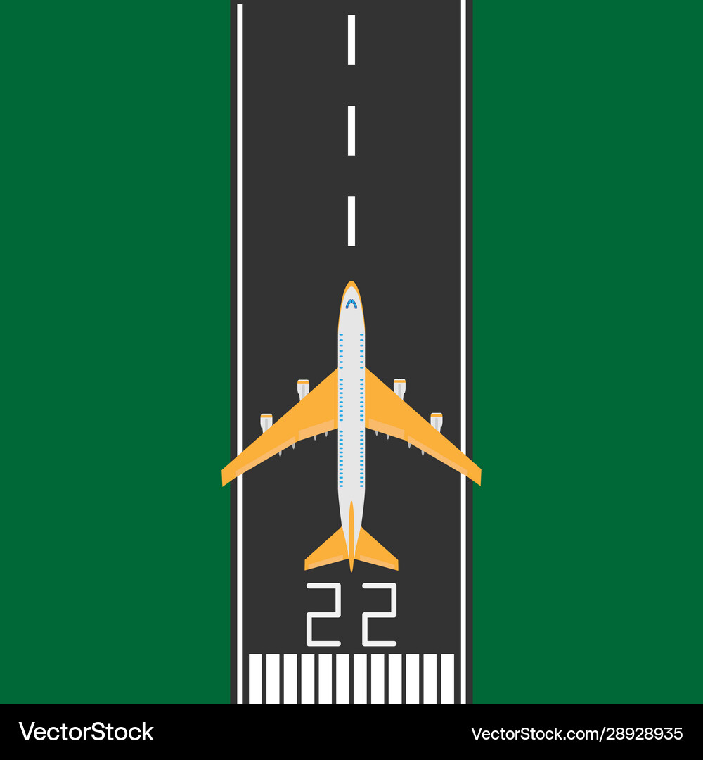 Plane on runway is preparing to take off Vector Image