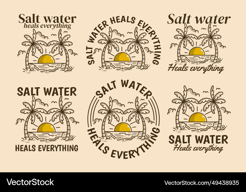 Salt water heals everything retro line art Vector Image