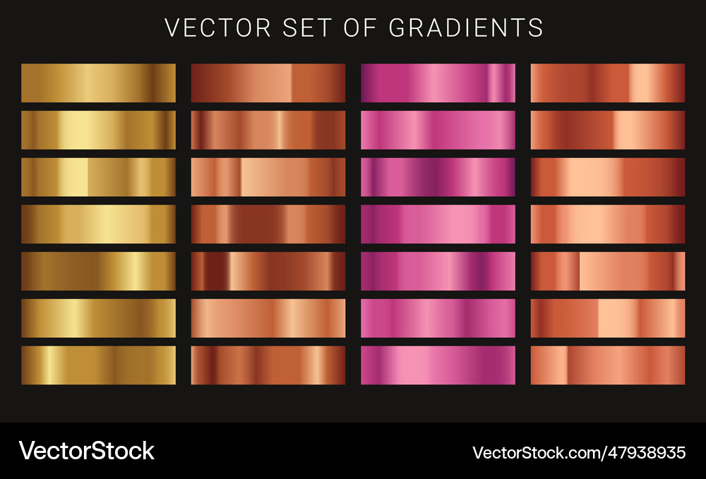 Set of different metallic gradients Royalty Free Vector