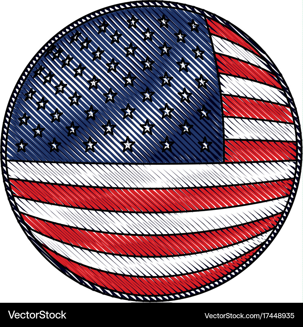 Shield in circular shape with flag united states Vector Image
