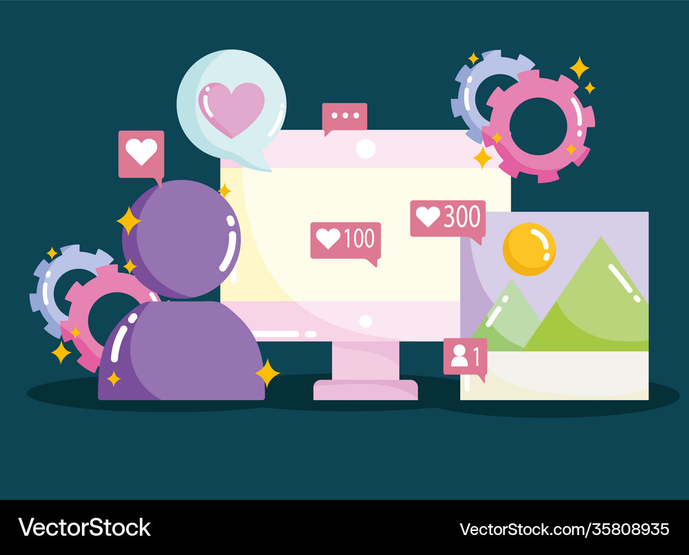 Social media avatar network computer picture like Vector Image