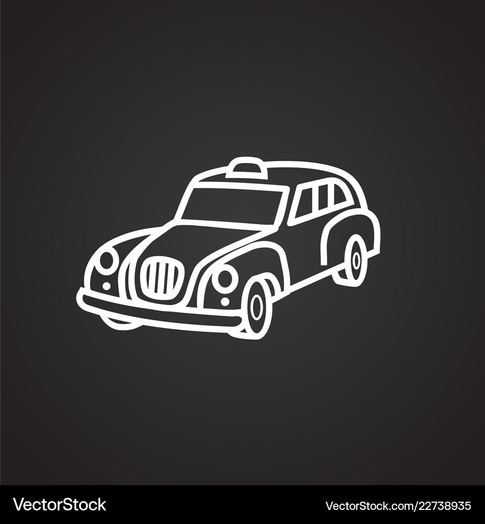 Taxi cab thin line on black background Royalty Free Vector