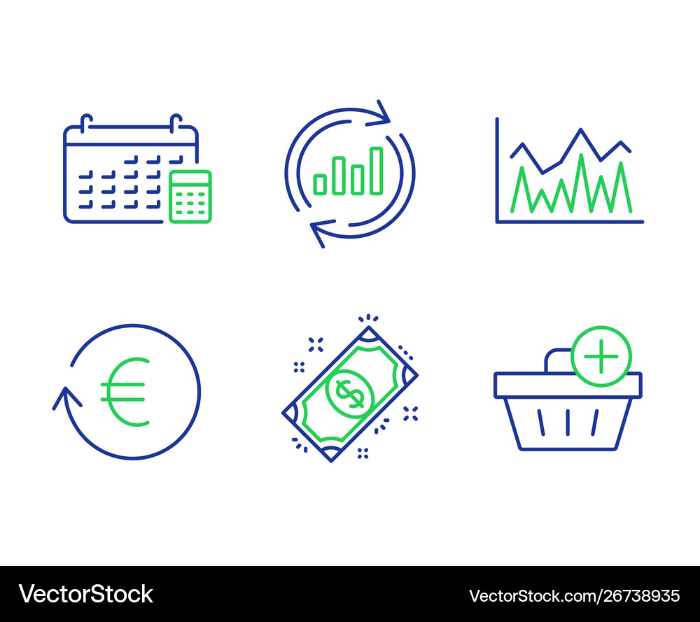 Update data exchange currency and calendar icons Vector Image