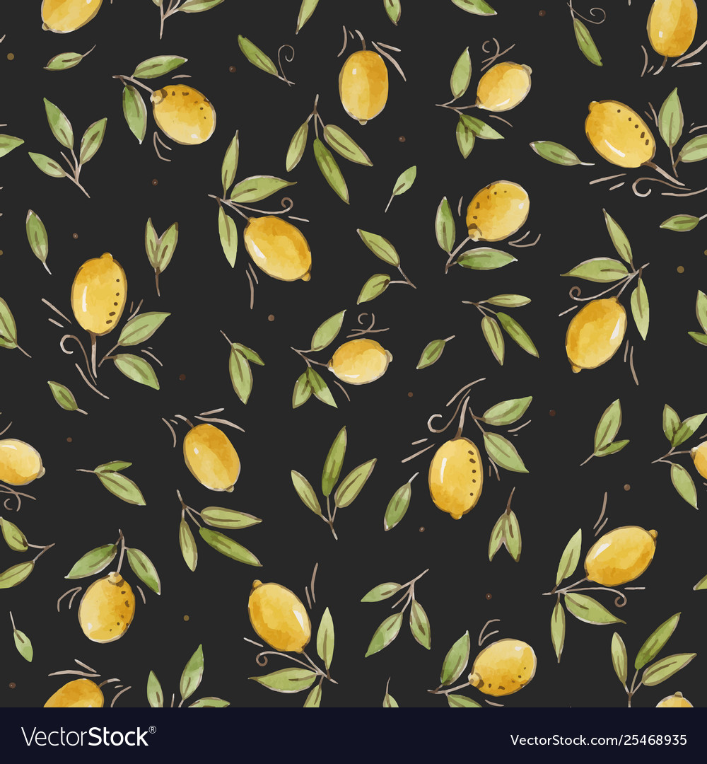 Watercolor lemon seamless pattern Royalty Free Vector Image