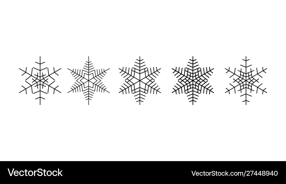 Big set black snowflakes design element Royalty Free Vector