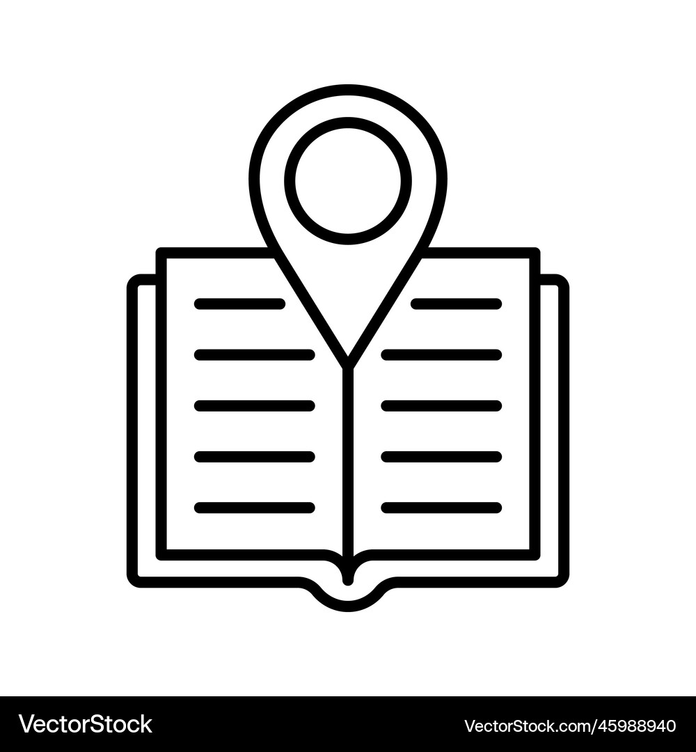 Bookstore location icon open book with location Vector Image