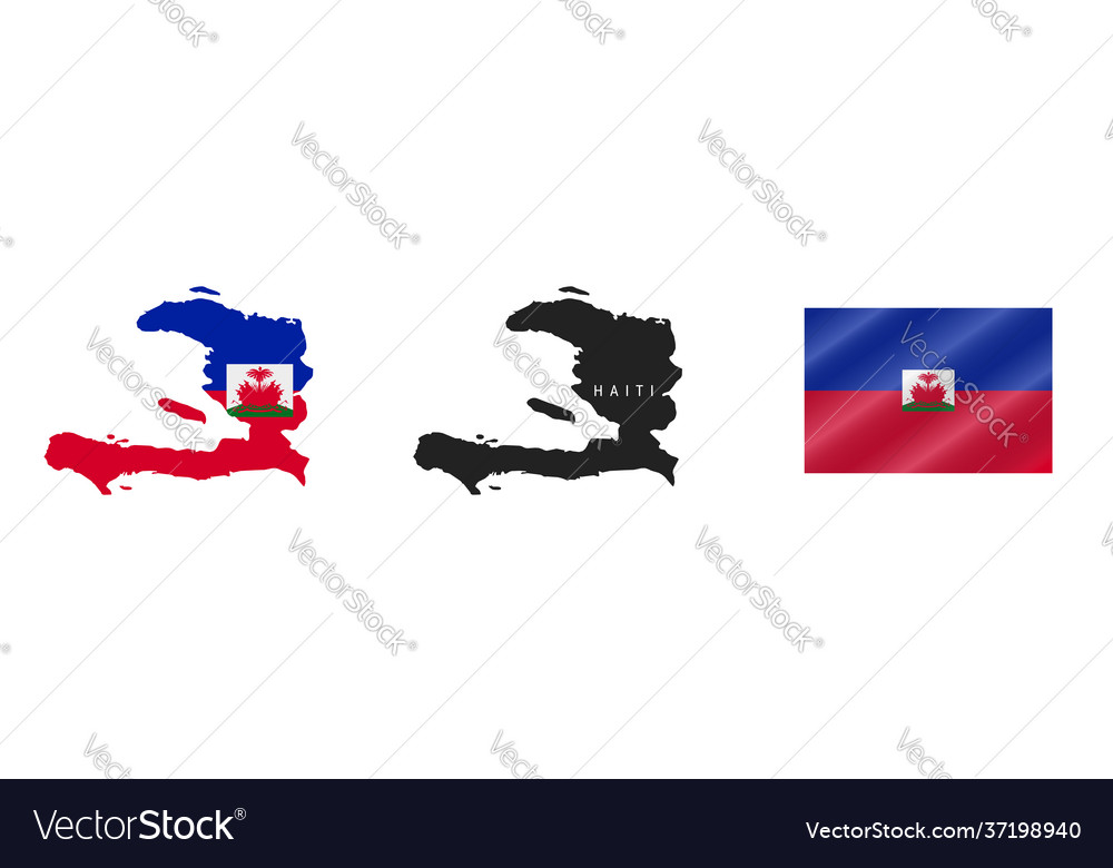 Haiti detailed flag map silhouette Royalty Free Vector Image
