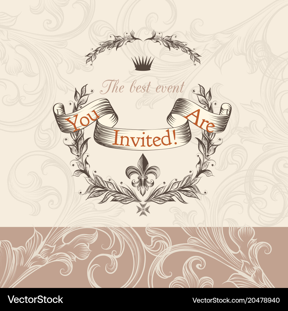 Luxury wedding invitation in victorian style Vector Image