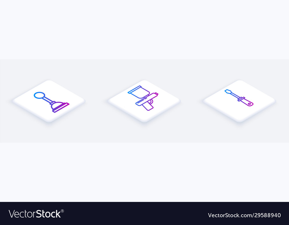 Set isometric line gear shifter paint spray gun Vector Image Set isometric line gear shifter paint spray gun Vector Image