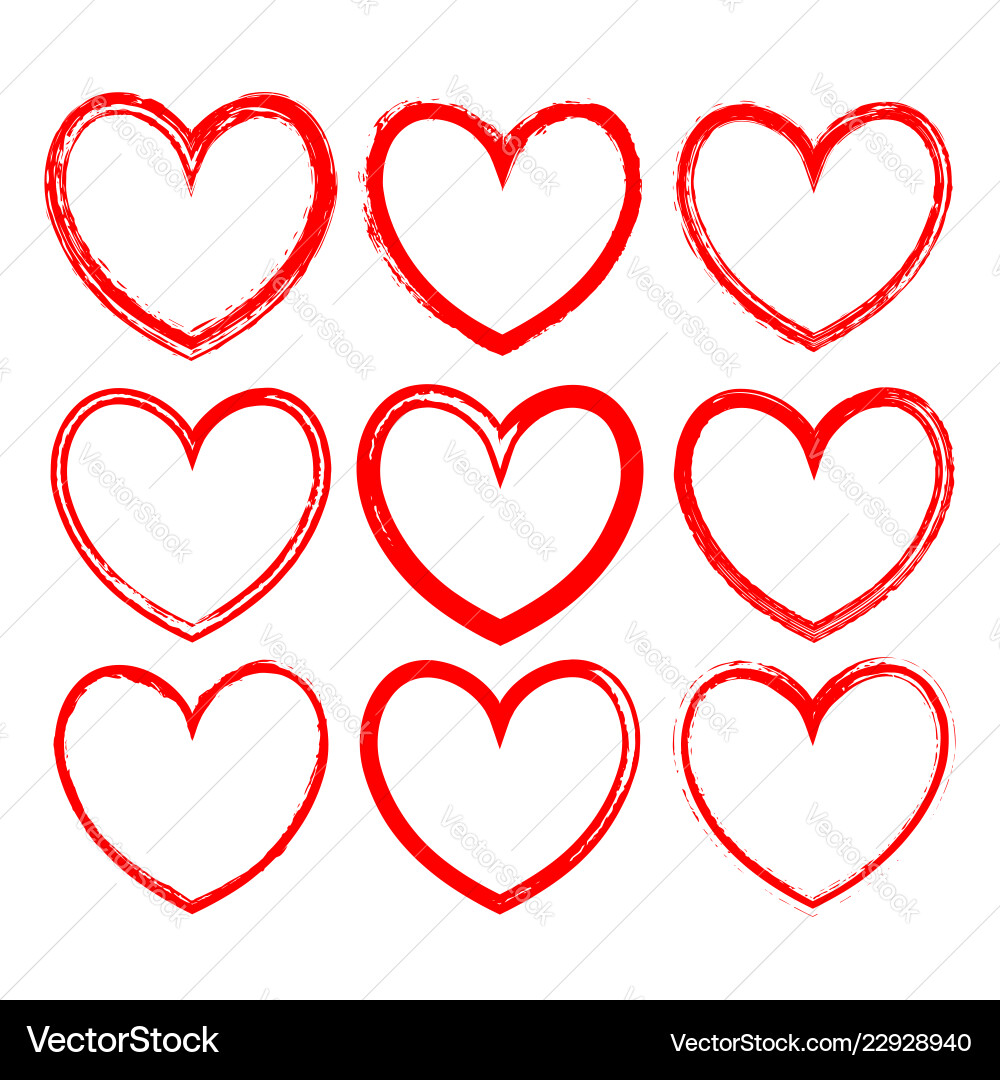 Set of frames drawn in red ink Royalty Free Vector Image