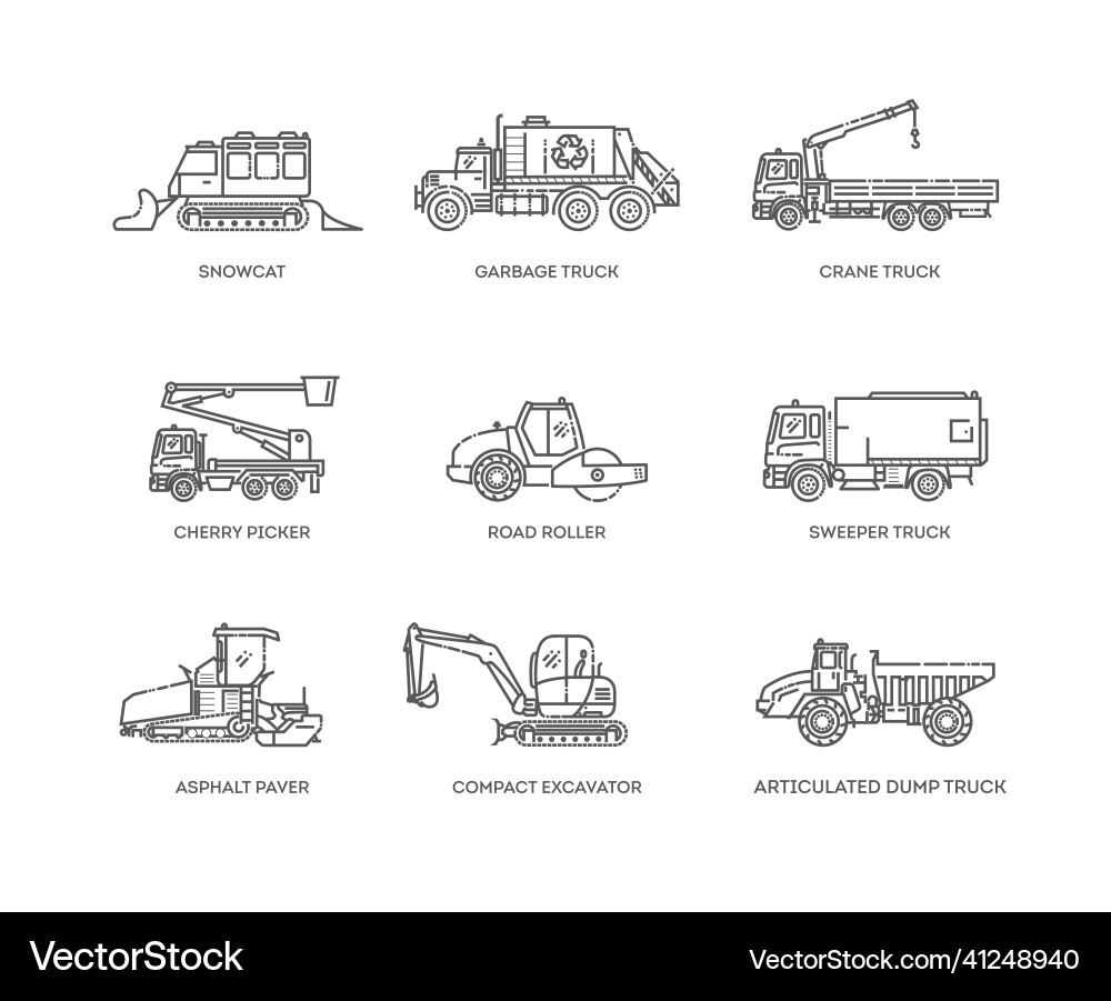 Special vehicles icon flat icons set Royalty Free Vector