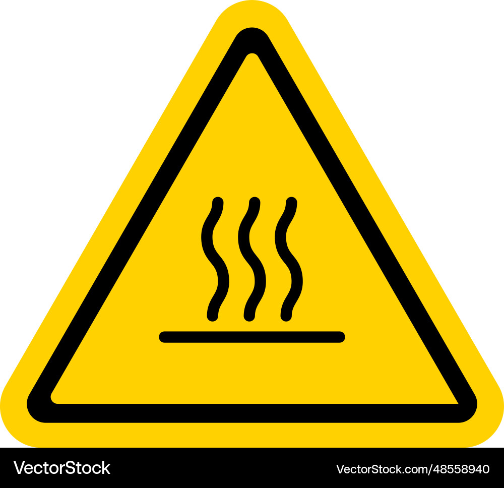 Triangular sign danger hot surfaces inside avoid Vector Image