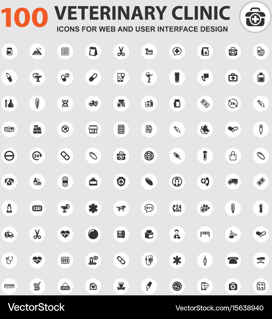 Veterinary clinic icons set Royalty Free Vector Image