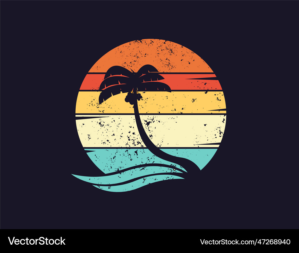 Vintage retro palm or coconut tree Royalty Free Vector Image