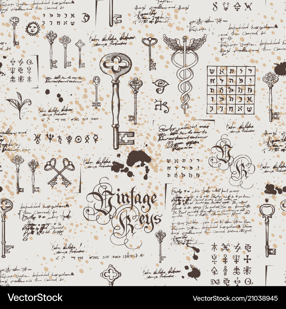 Abstract seamless background with vintage keys Vector Image