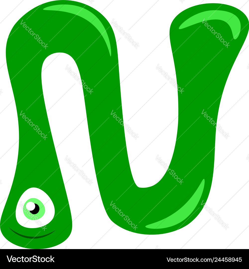 Alphabet n in snake shape or color Royalty Free Vector Image