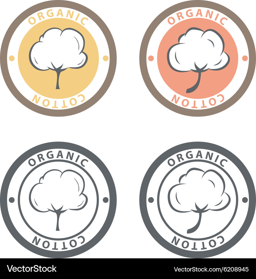 Cotton logo set Cotton labels stickers and emblems