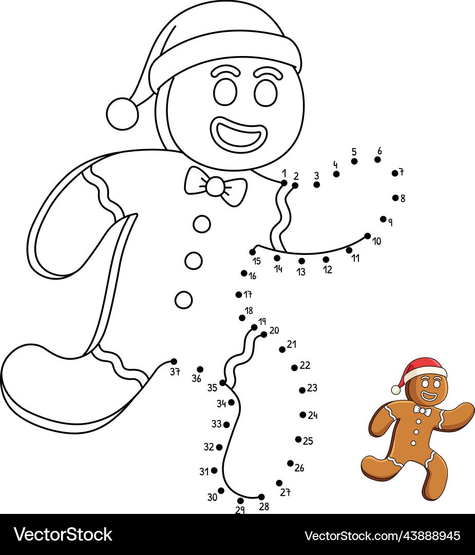 Dot to christmas ginger bread man coloring Vector Image