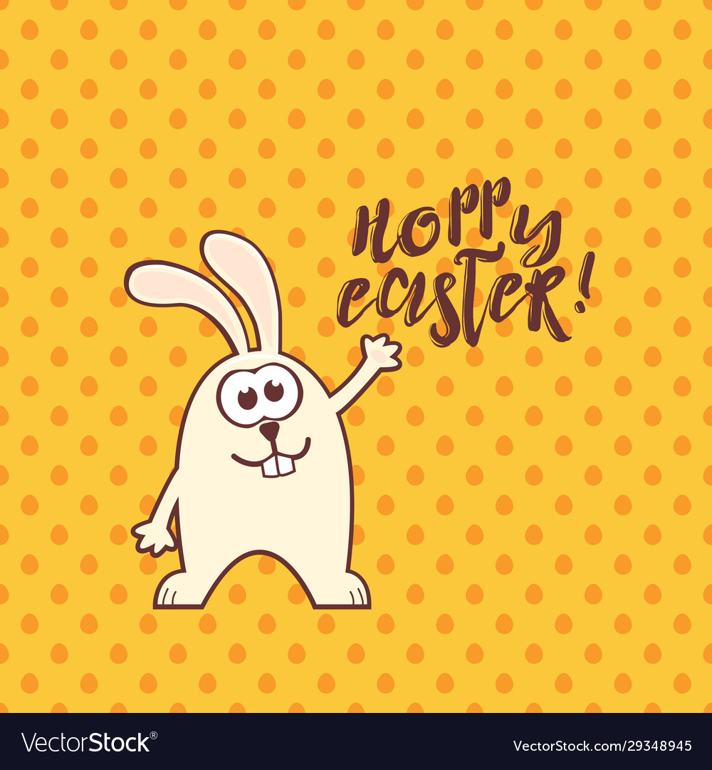 Easter greeting card with rabbit and text Vector Image