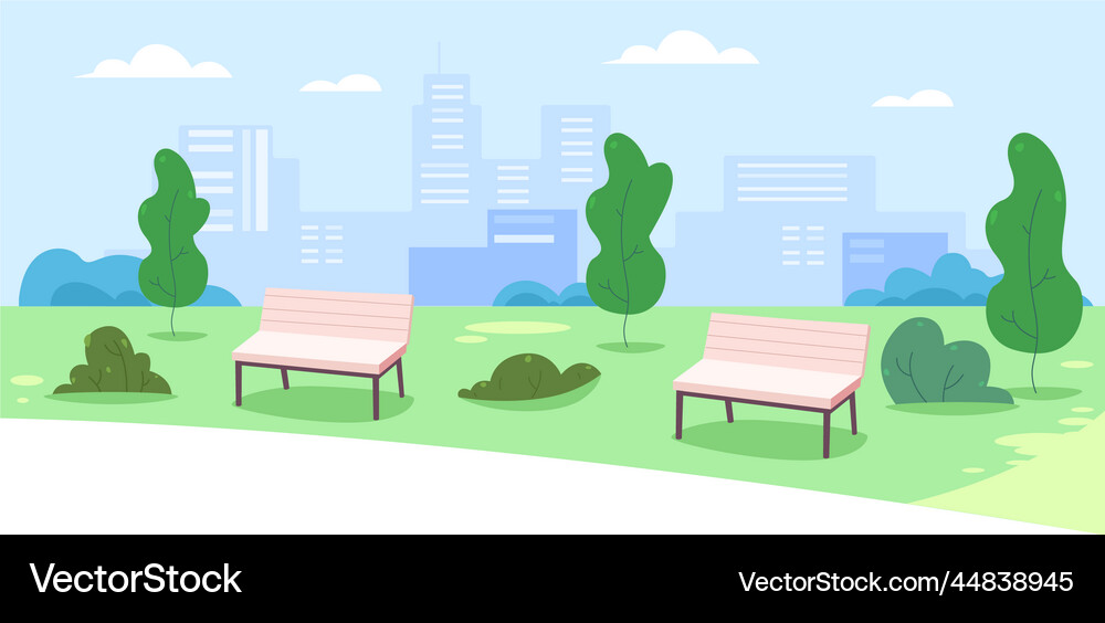 Empty park scene urban landscape with green trees Vector Image