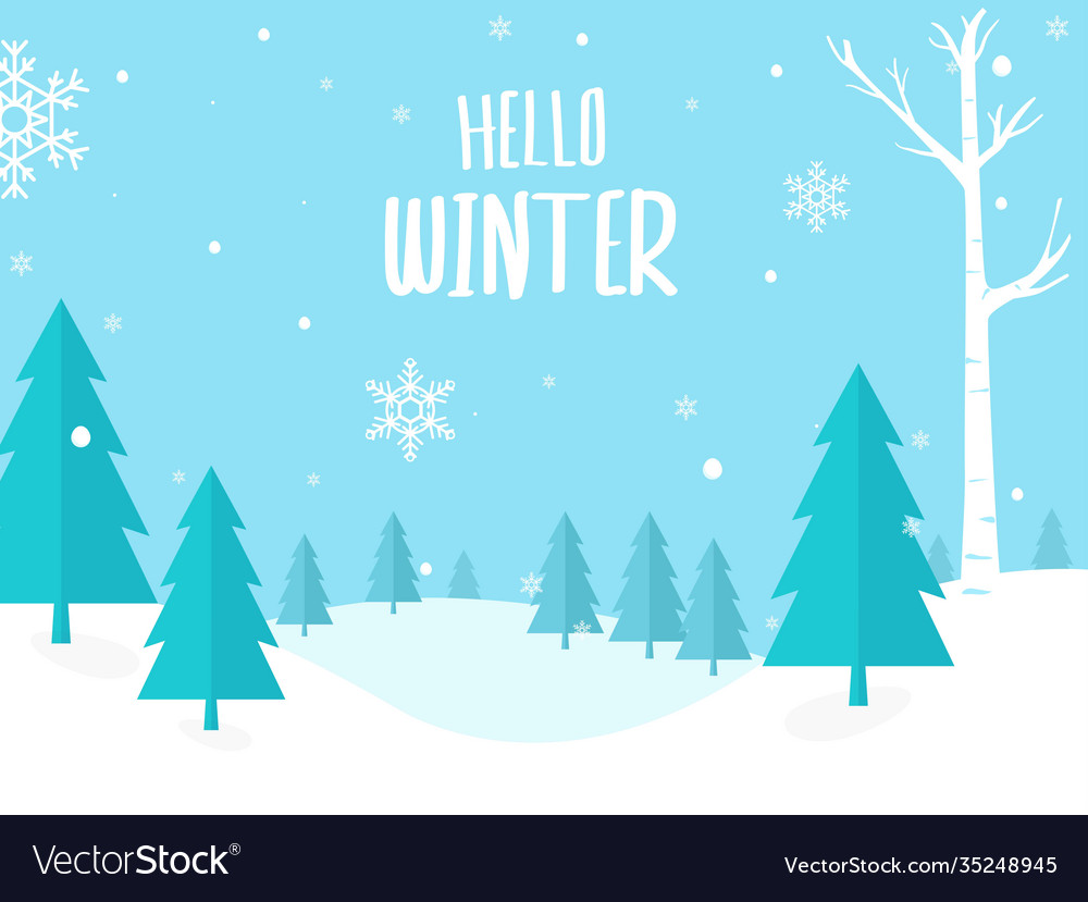 Flat design hello winter background Royalty Free Vector